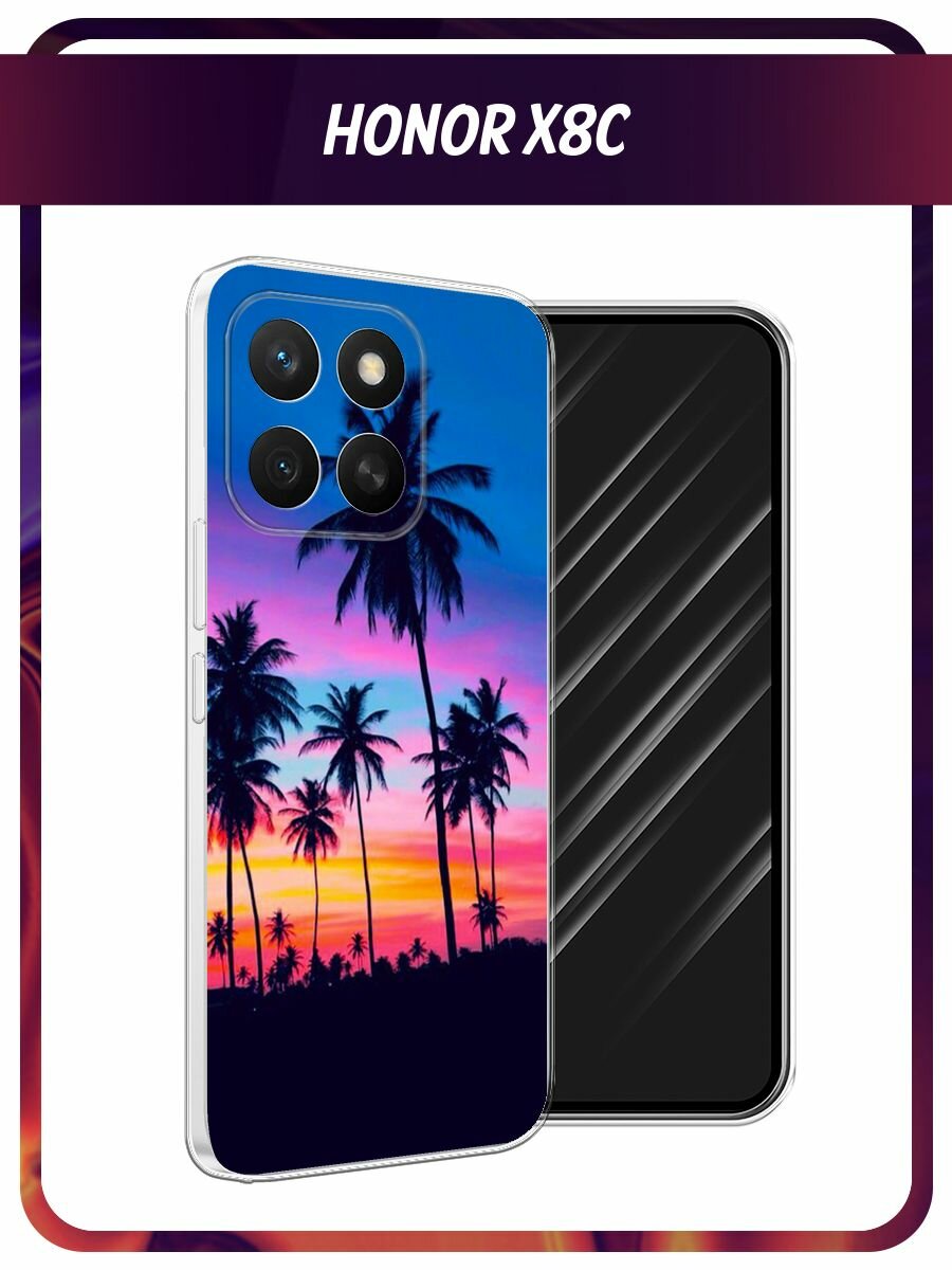 Силиконовый чехол на Honor X8c / Хонор X8c с принтом "Закат 5"