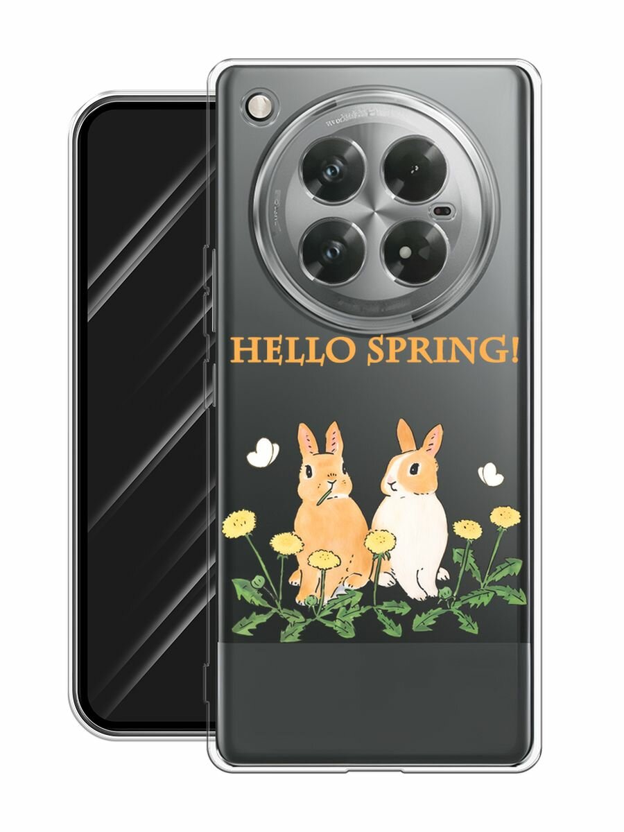 Чехол на Infinix Zero 40 5G / Инфиникс Зеро 40 5G с принтом "Весенние кролики", прозрачный — фото 1
