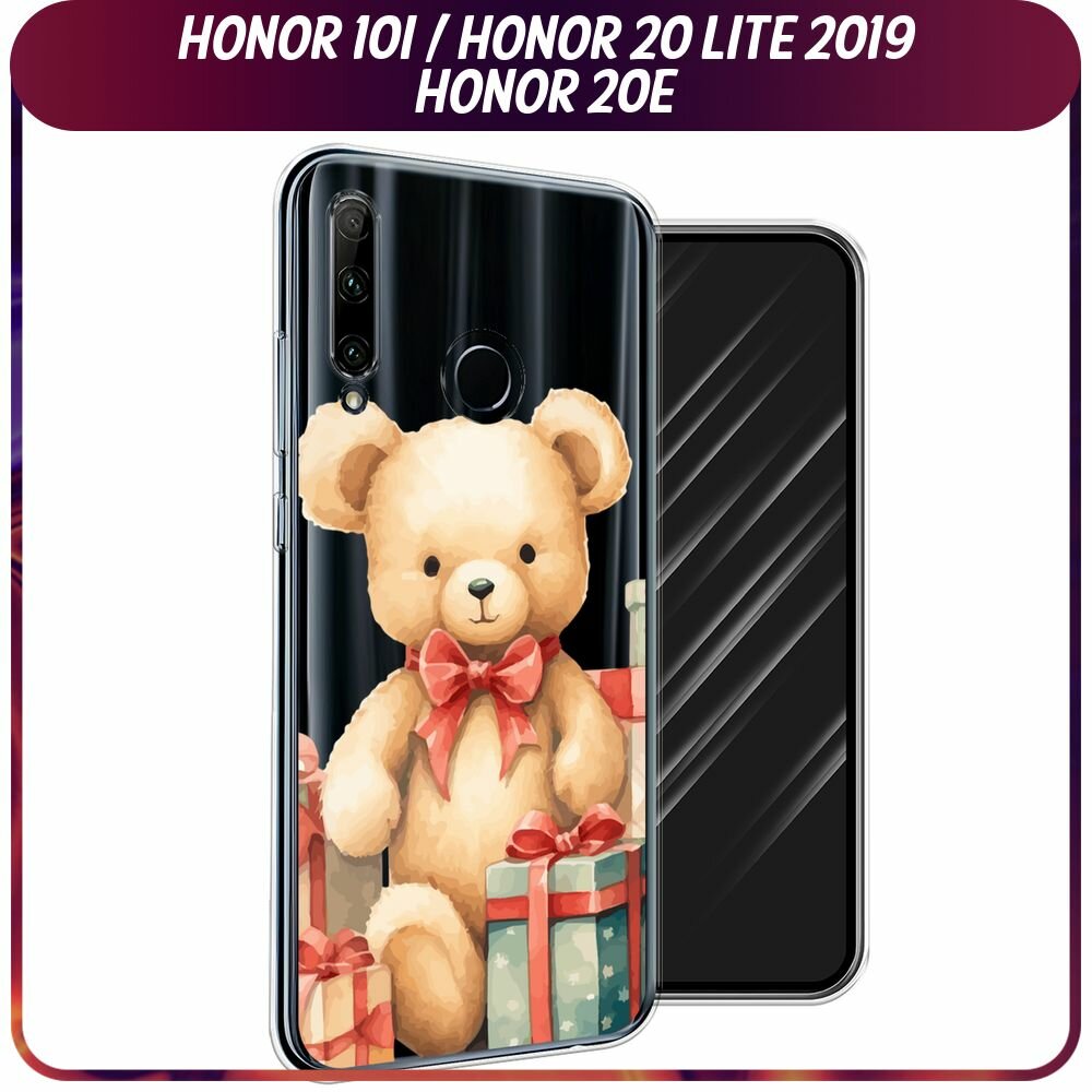 Чехол на Honor 10i/20 Lite 2019/20e/Huawei P Smart Plus 2019 / Хонор 10i с принтом Новогодний мишка, прозрачный