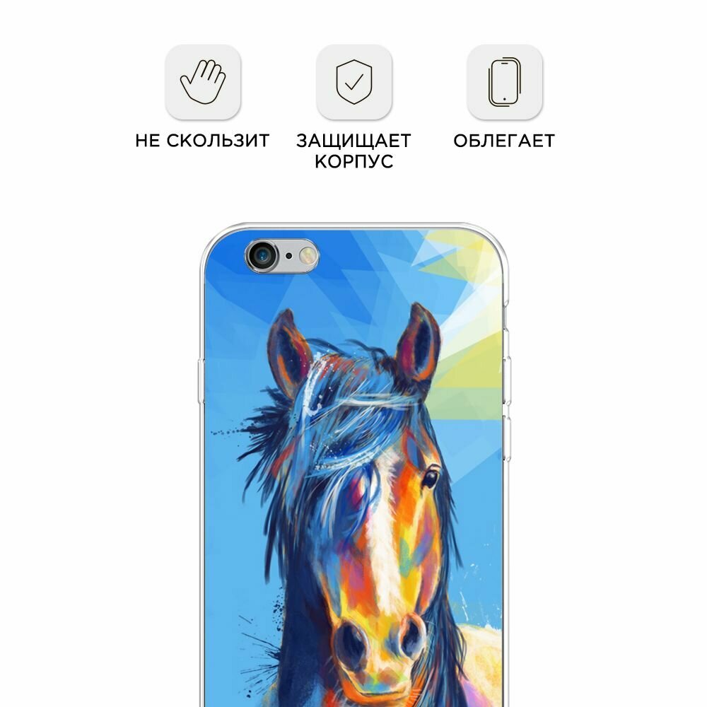Силиконовый чехол на Apple iPhone 6 / Айфон 6 с принтом "Лошадь арт 3" — фото 1