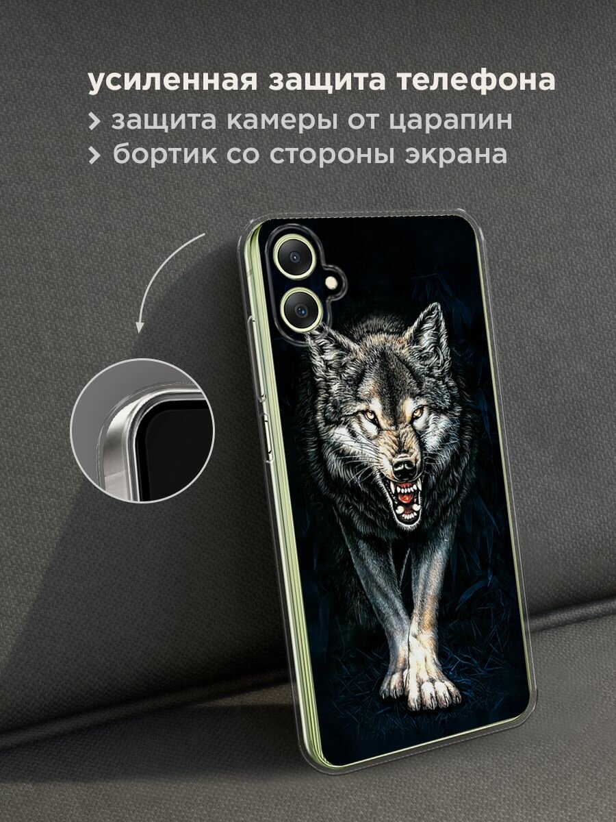 Чехол на Samsung Galaxy A06 / Самсунг Галакси А06 с принтом "Злобный волк из ночи" — фото 1