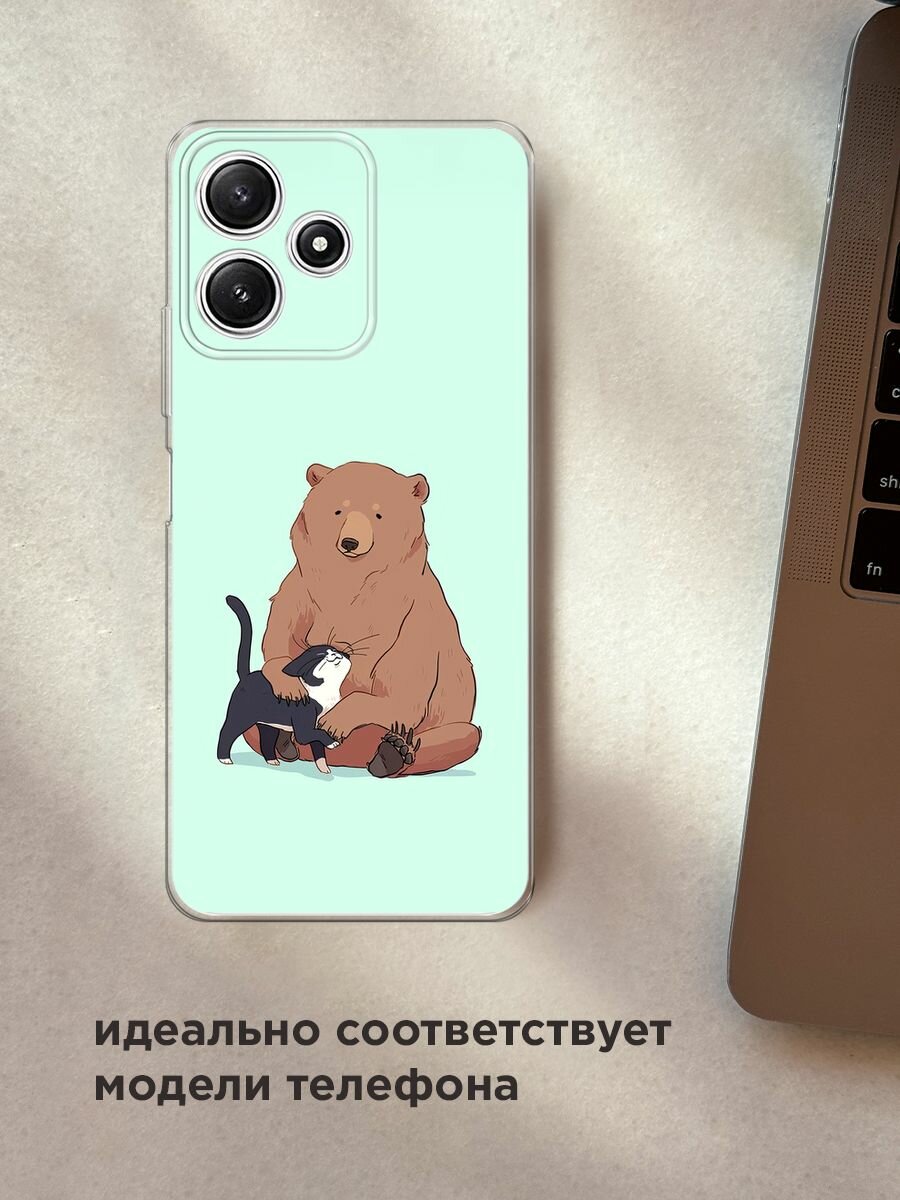Чехол на Xiaomi Redmi 12 / Сяоми Редми 12 с принтом "Медведь и кошка дружба" — фото 1