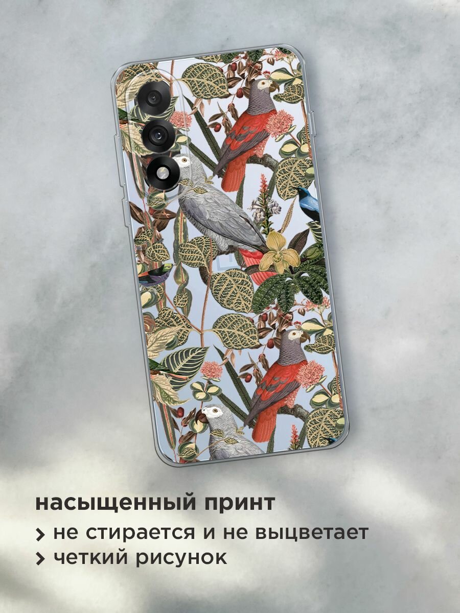 Чехол на OnePlus Nord 5 / Ван Плас Норд 5 с принтом "Tropical pattern", прозрачный — фото 1