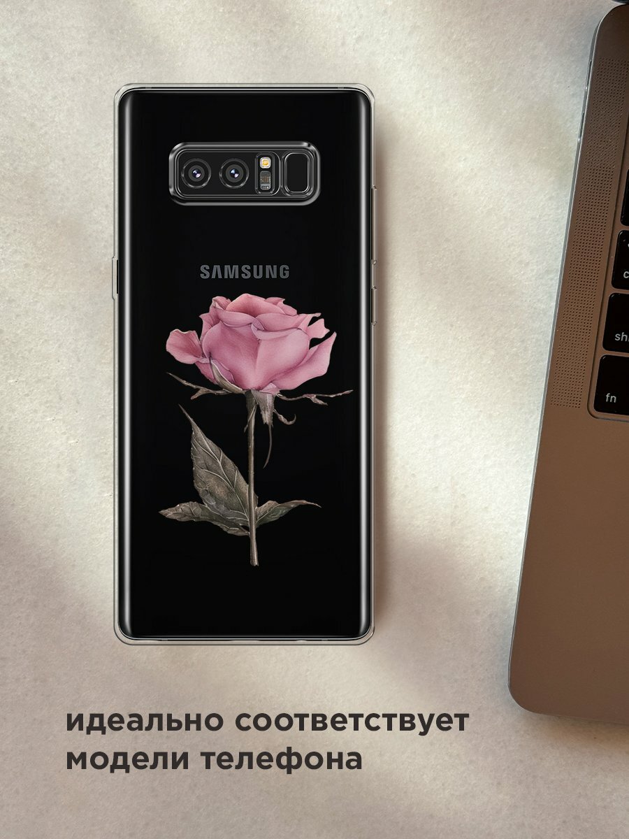 Чехол на Samsung Galaxy Note 8 / Самсунг Галакси Нот 8 с принтом "Меланхоличная роза", прозрачный — фото 1