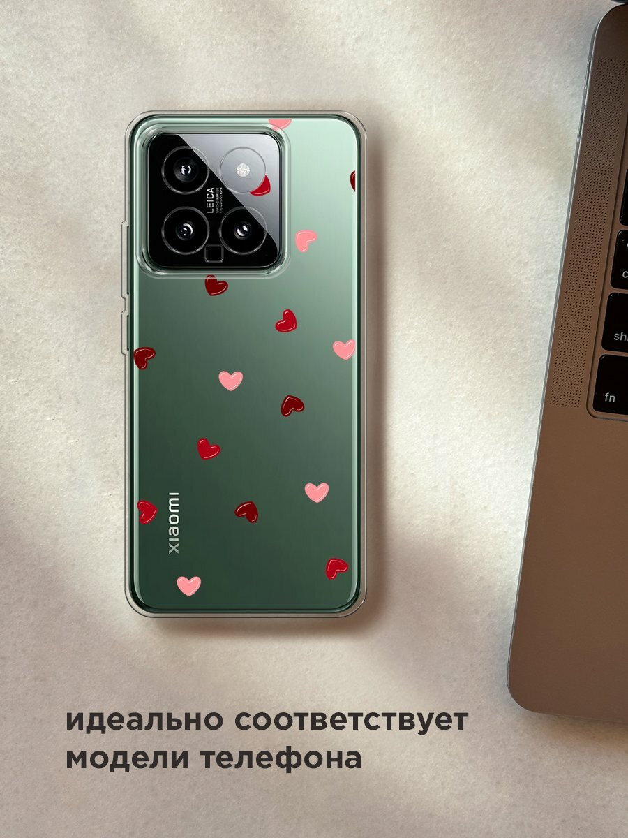 Чехол на Xiaomi 14 / Сяоми 14 с принтом "Бордовые сердечки 2" — фото 1