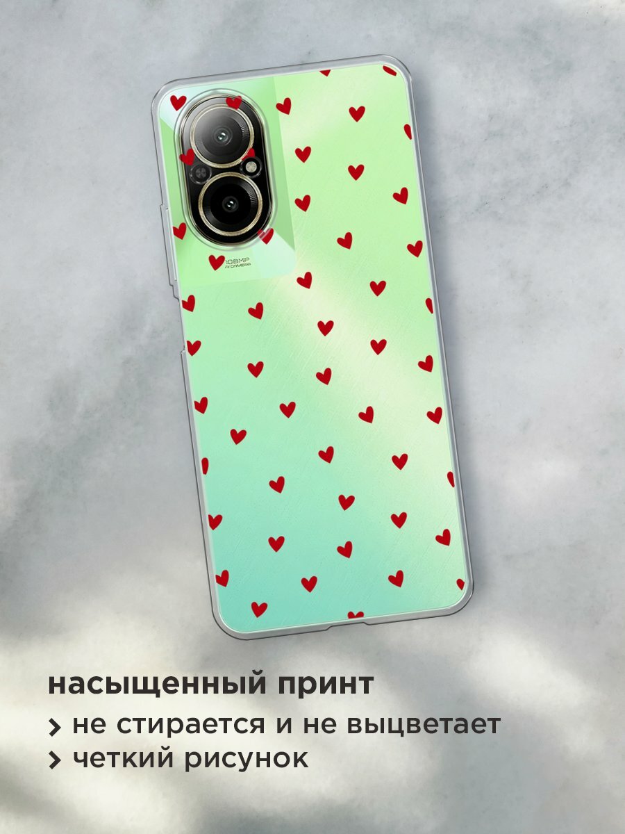 Чехол на Realme C67 4G / Реалми C67 4G с принтом "Red hearts", прозрачный — фото 1