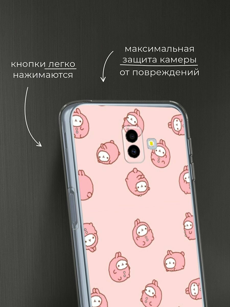 Чехол на Samsung Galaxy J6 + / Самсунг Галакси J6 Плюс 2018 с принтом "Зайчики в капюшонах" — фото 1
