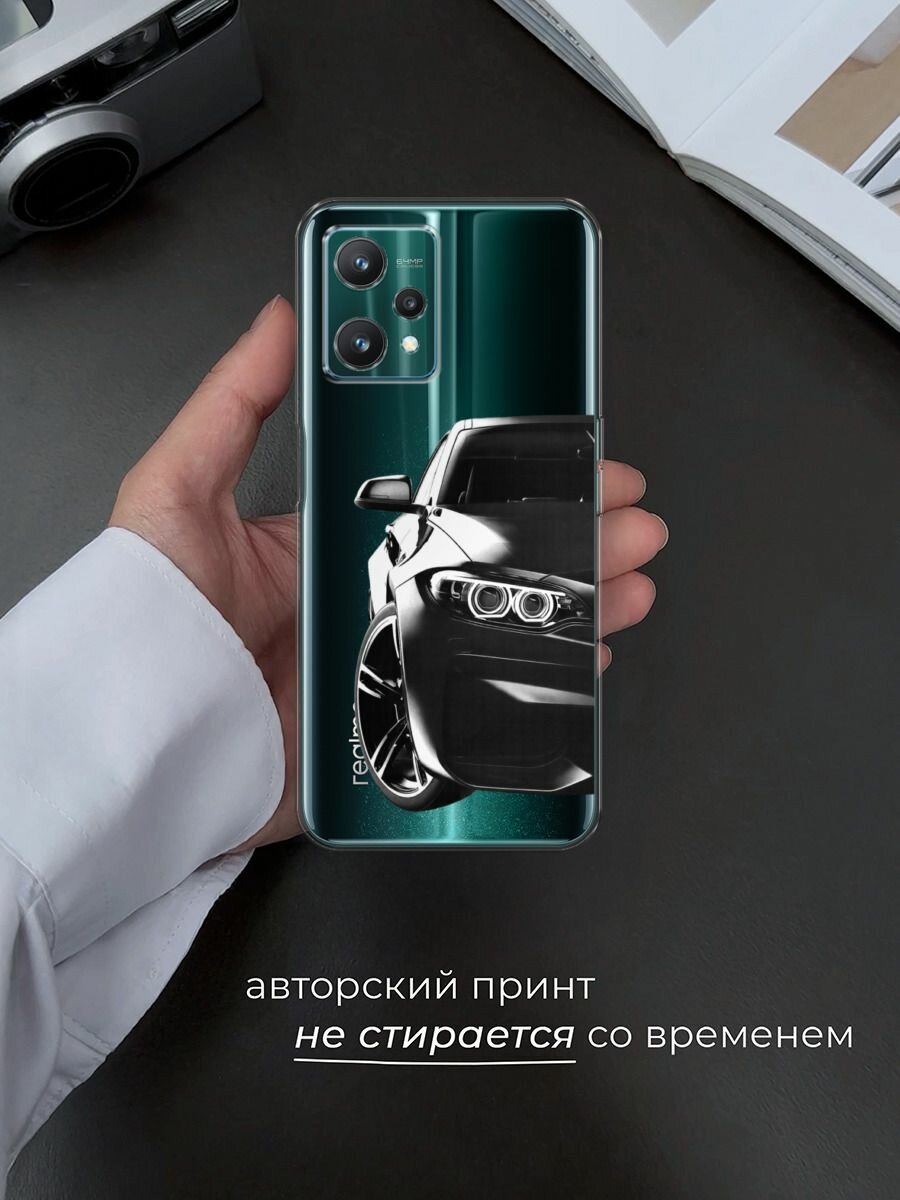 Чехол на Realme 9 Pro/9 5G / Реалми 9 Про/ 5G с принтом "Крутая черная машина", прозрачный — фото 1