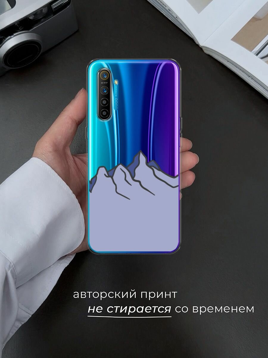 Силиконовый чехол на Realme XT / Реалми XT с принтом "Гора", прозрачный — фото 1