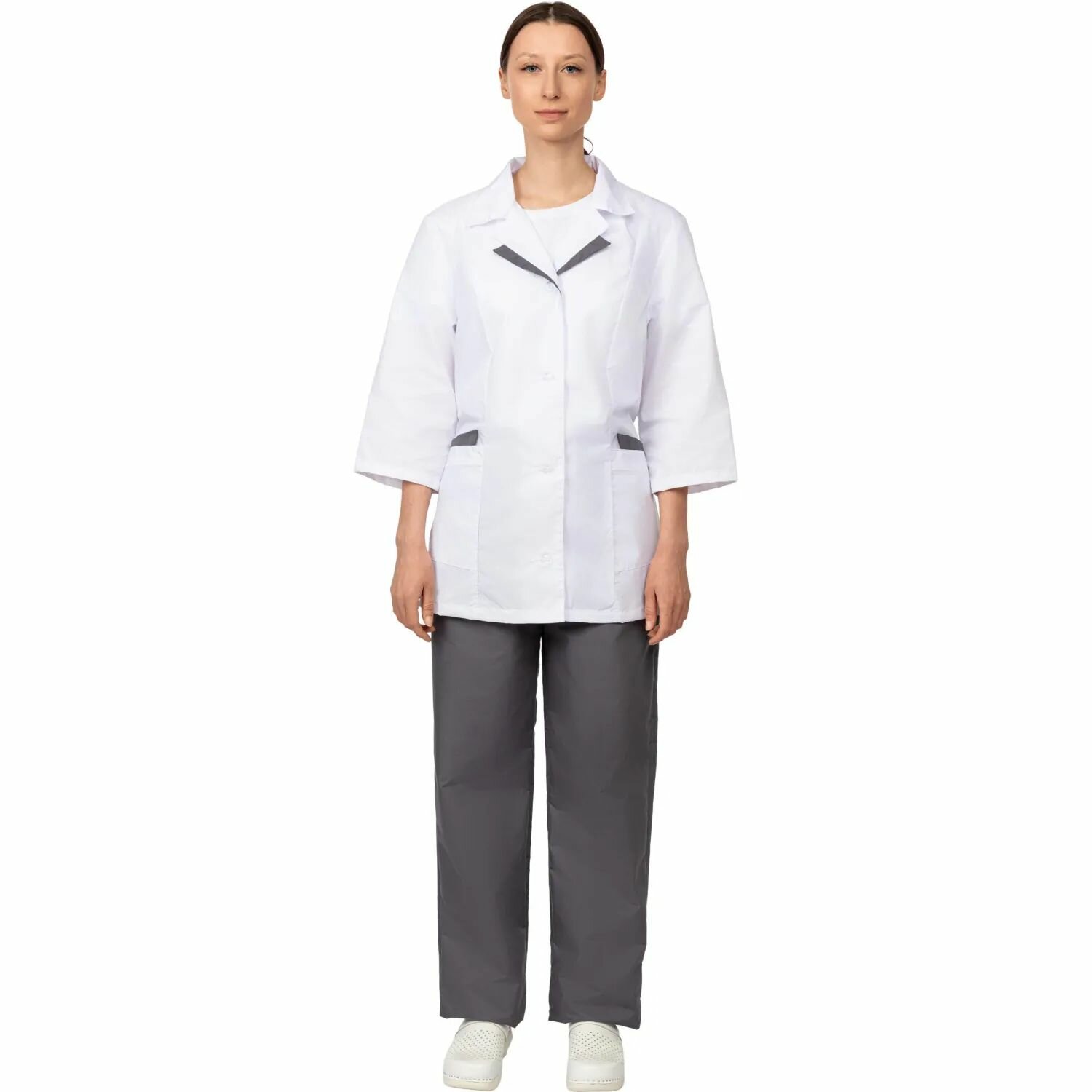 Костюм для медицинского персонала КНР м01-КБР, женский, цвет белый, серый, р 40-42, р 170-176