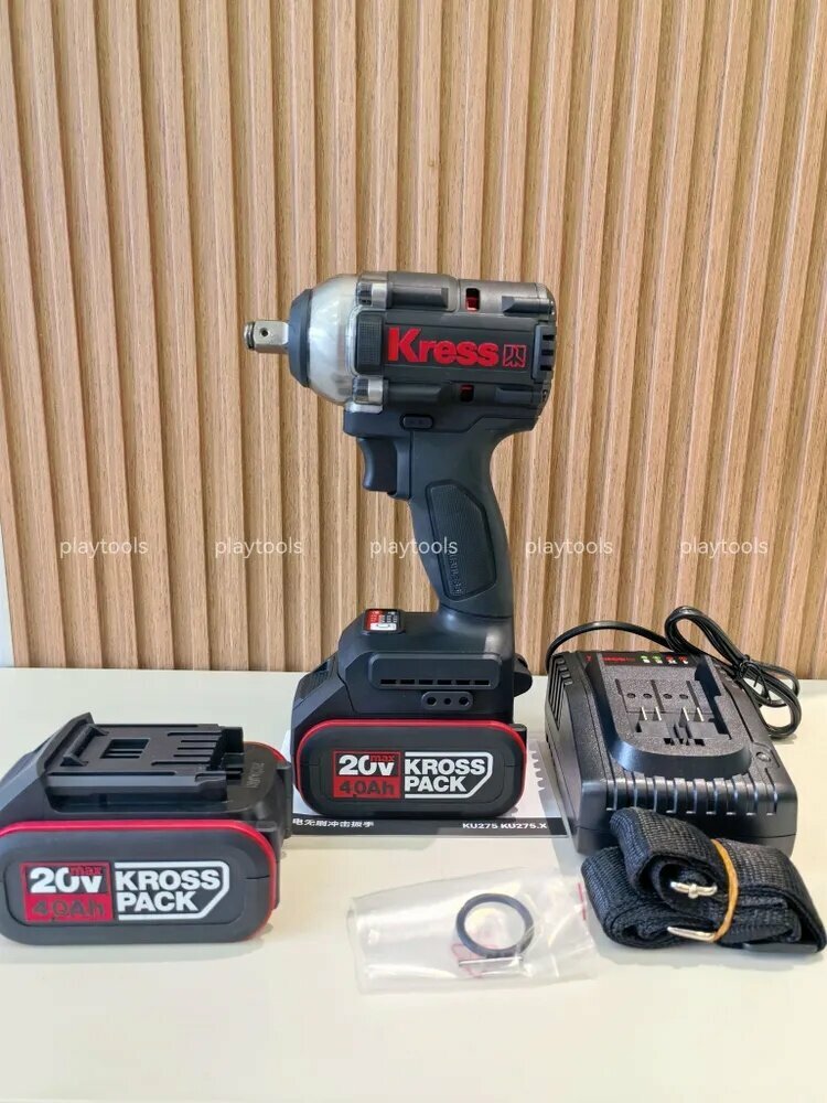 KRESS KU275 Бесщёточный электрический ударный гайковёрт 680 Нм, высокая мощность, для авторемонта c 2хАКБ 4Ач и ЗУ