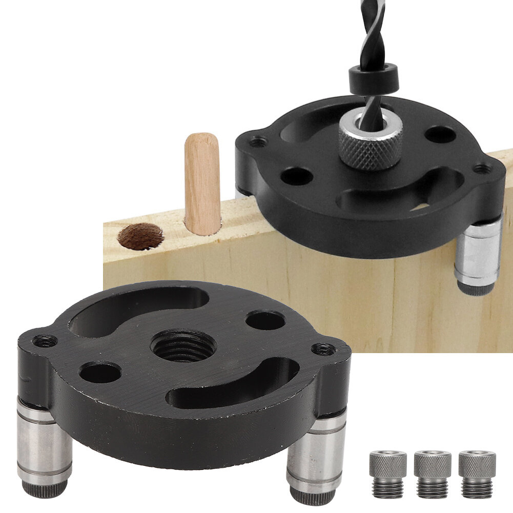 Woodworking Straight Hole Puncher Aluminum Alloy Hand Held Drilling Punching Tool(Black 4pc A1 )
