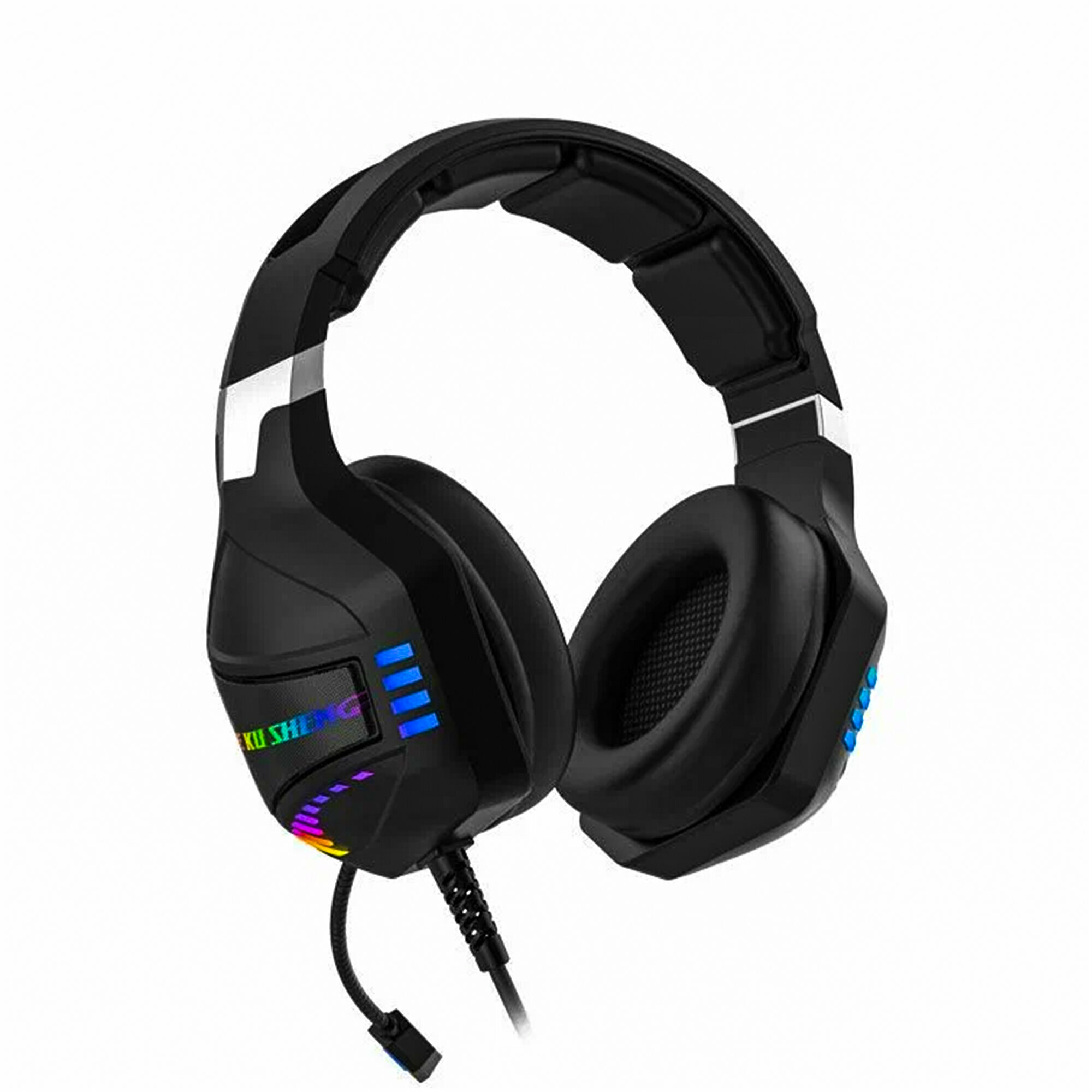 Игровые проводные наушники TEKUSHENG K902 с RGB-подсветкой, черные