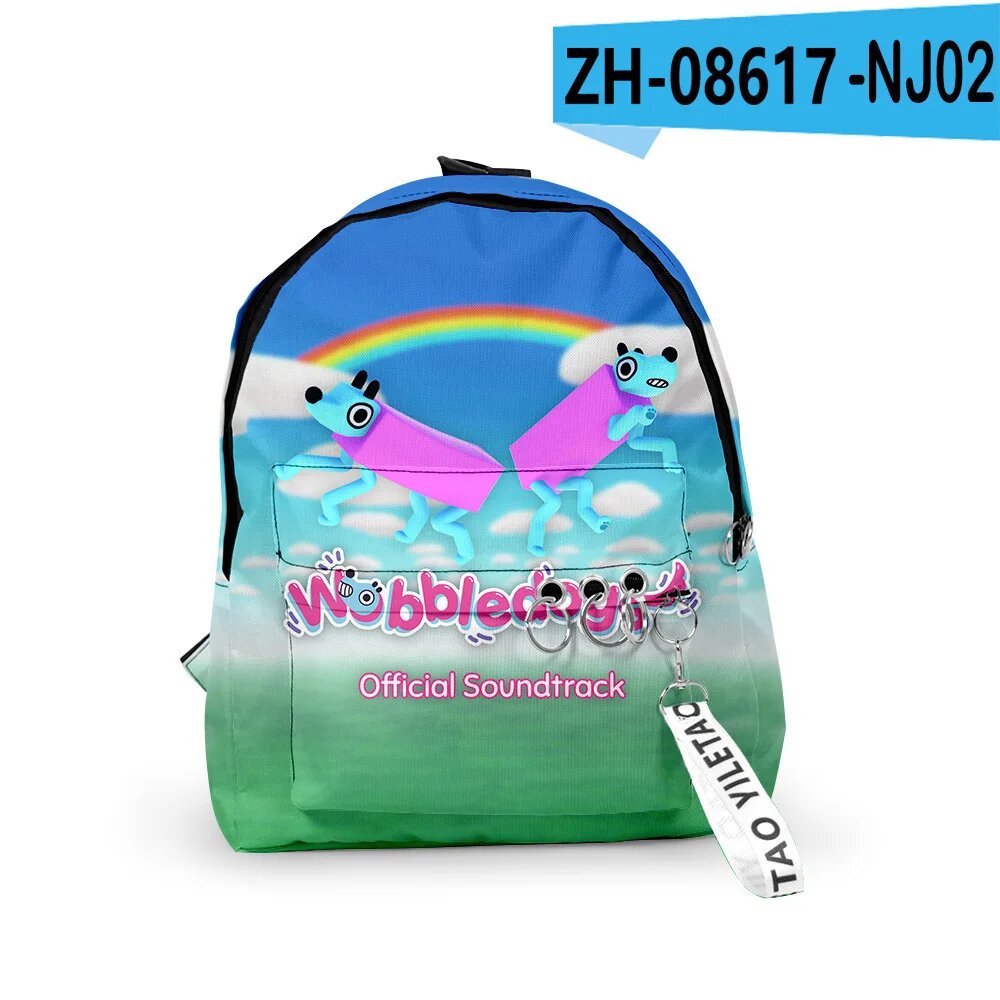Модные новые рюкзаки Wobbledogs для мальчиков и девочек, школьные сумки с 3D принтом, брелки, оксфордские водонепроницаемые милые маленькие рюкзаки черный