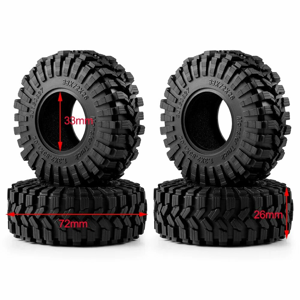 YEAHRUN Шины 1.3Inch-72mm Style D, черные