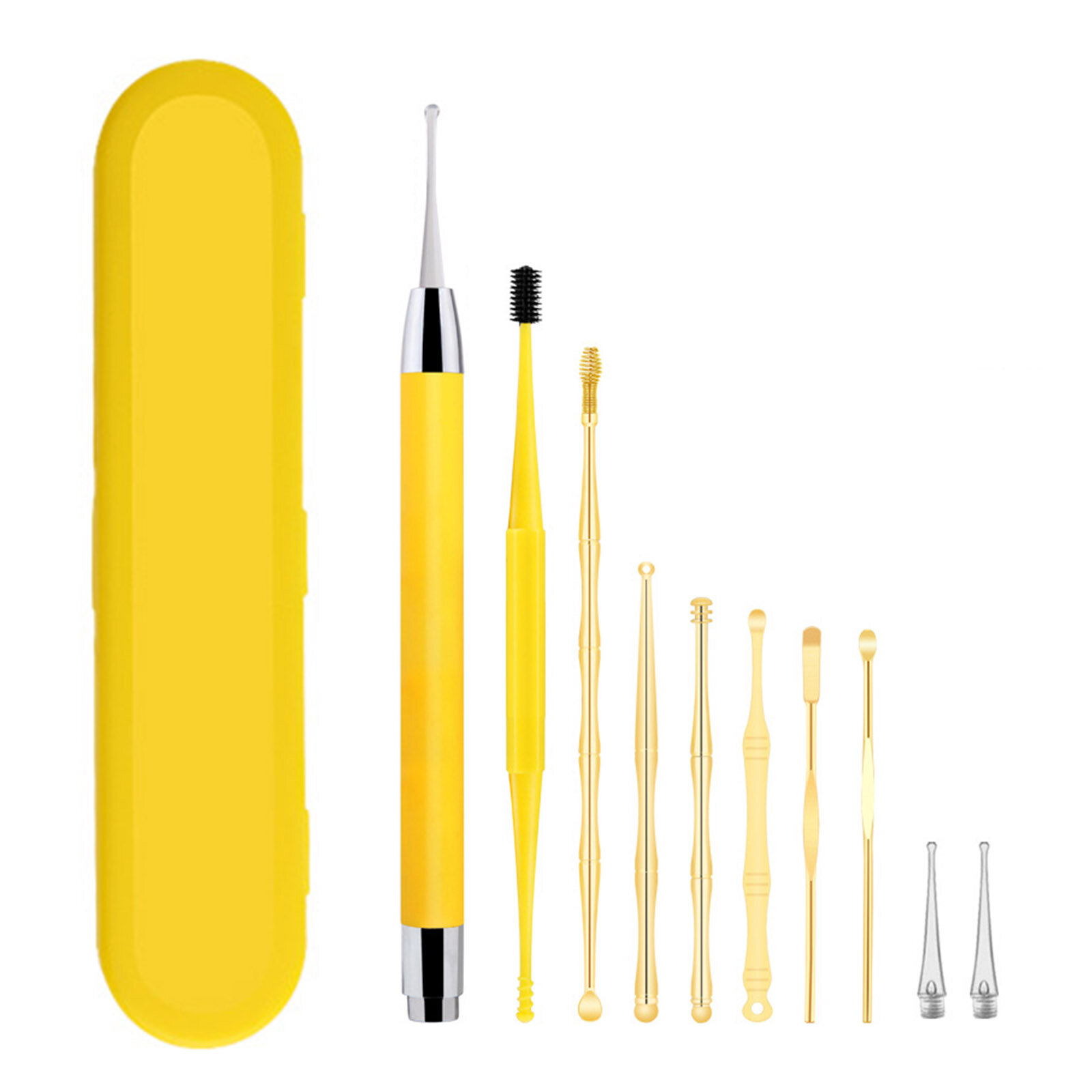 Набор для удаления ушной серы Набор инструментов для чистки ушей Удаление ушной серы Ложка для ушей Пинцет Ушная палочка с подсветкой Массажер для ушей Инструменты для ухода за ушами для взрослых