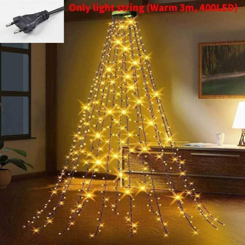 Christmas led tree top star lights with low voltage power for seasonal decor eu warm 3m 400led