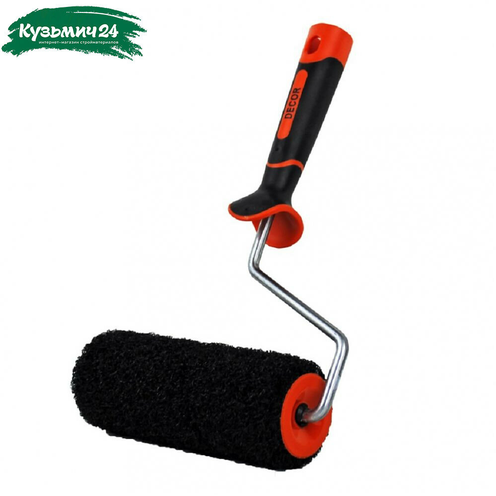 Валик Decor 550-9100 для нанесения шпаклевки, ролик 100 мм, ворс резина 10 мм, 1 шт.