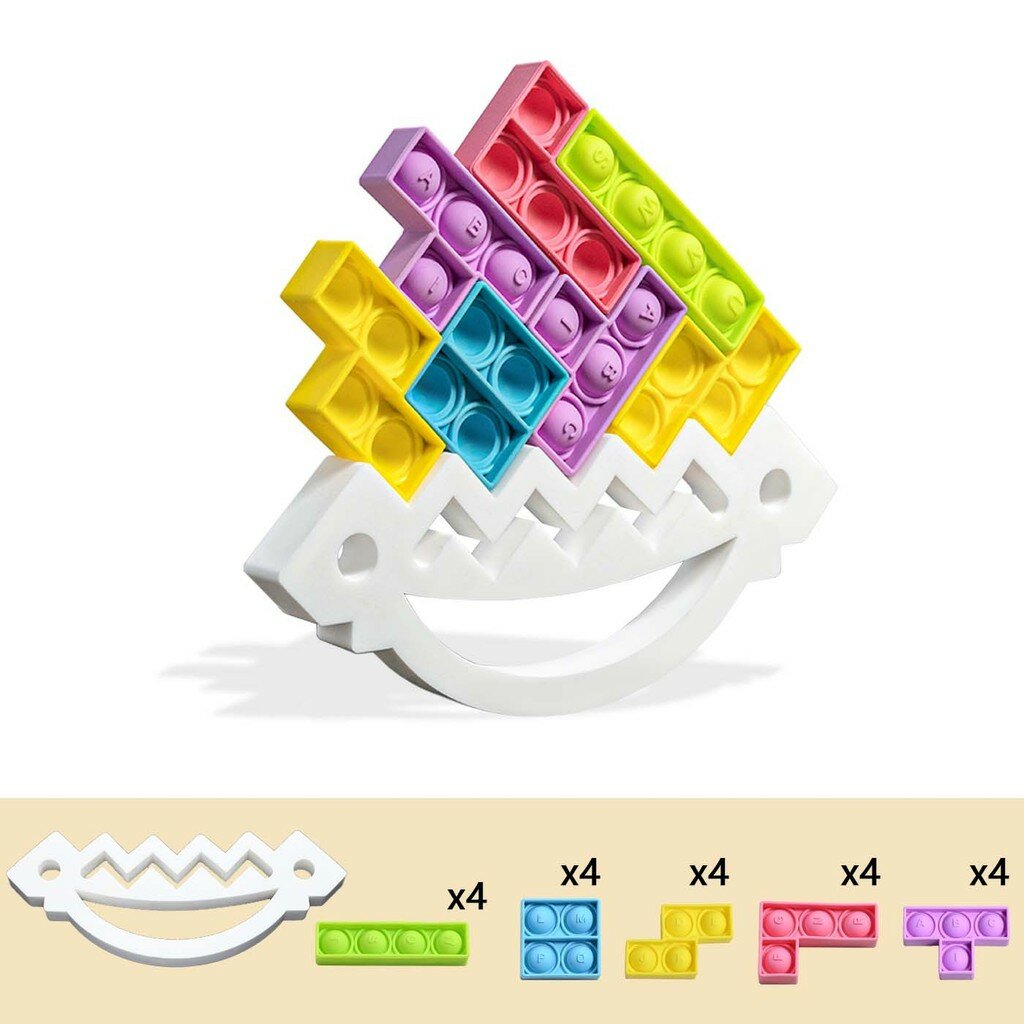Игрушка силіконова для укладання тетріс натхнення бренду 21шт, кольоровий