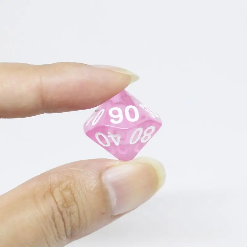 Розовые акриловые игральные кости D10 00-90