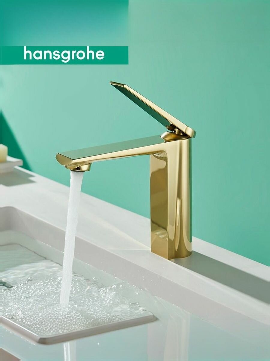 Hansgrohe Смеситель для раковины в ванной комнате, Смеситель для раковины с горячей и холодной водой, золото