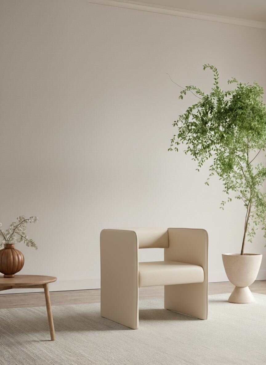 Кресло Меркурий с подлокотниками кремовая кожа в офис, дом, салон красоты, прихожую, гостиную, в зону ожидания.