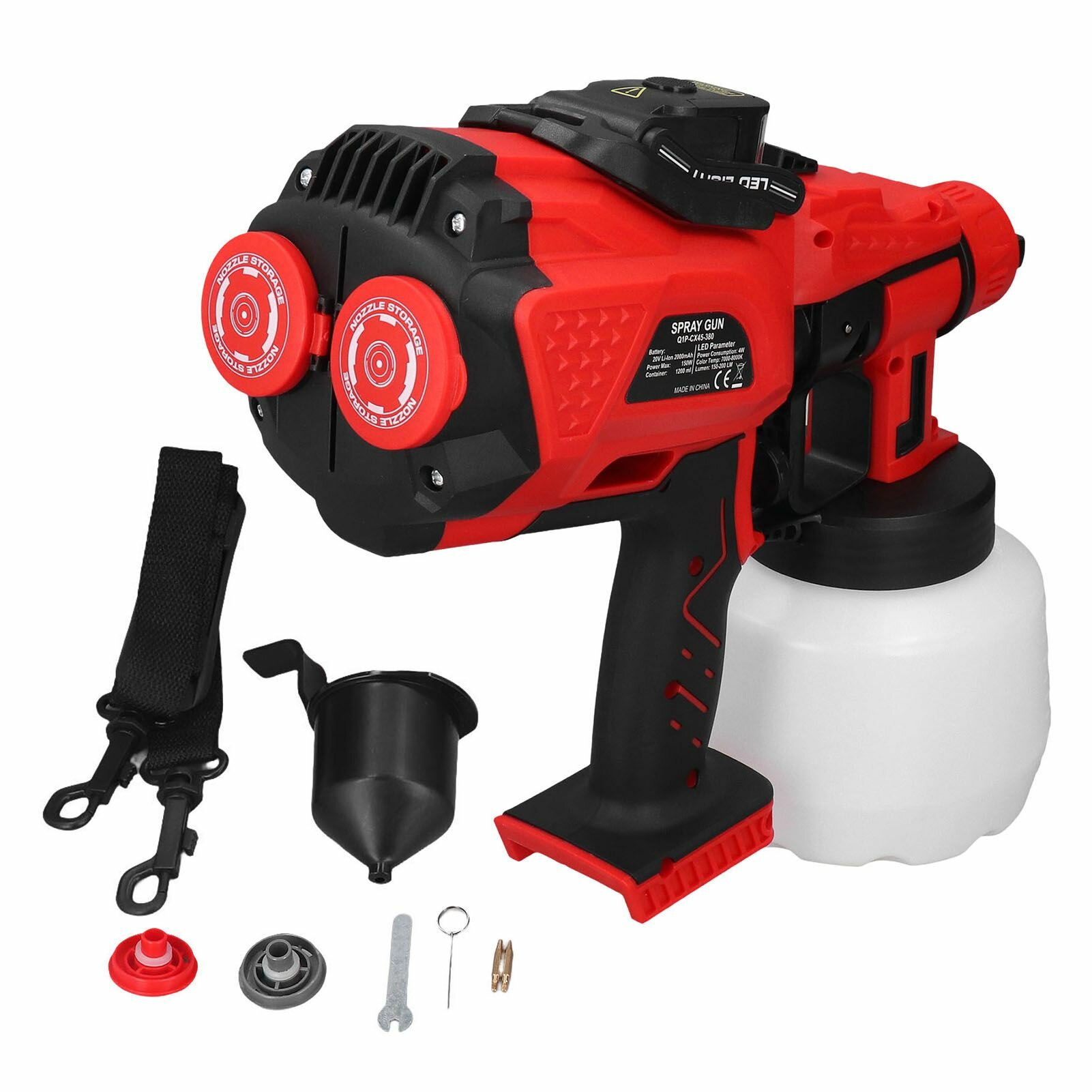 Беспроводный электрический краскопульт высокого давления с светодиодным освещением для стен и мебели