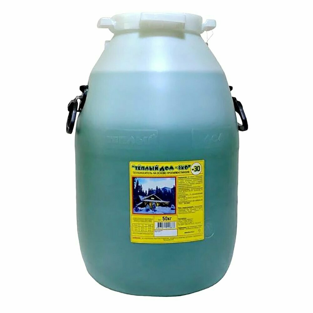 Незамерзающий теплоноситель "Теплый дом - ЭКО", 30 C, канистра 50 кг, цвет - зеленый, на основе пропиленгликоля