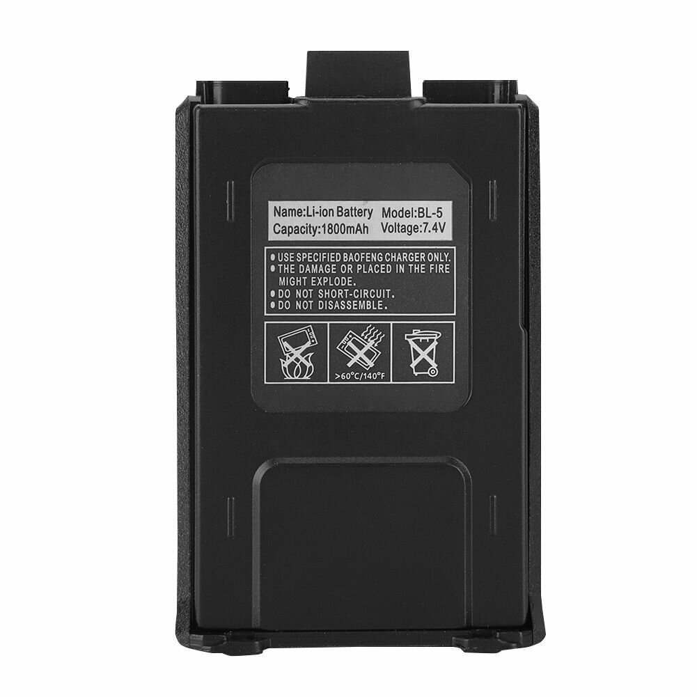 Аккумулятор 7.4В 1800 мАч для Baofeng UV-5R/UV-5RE, черный