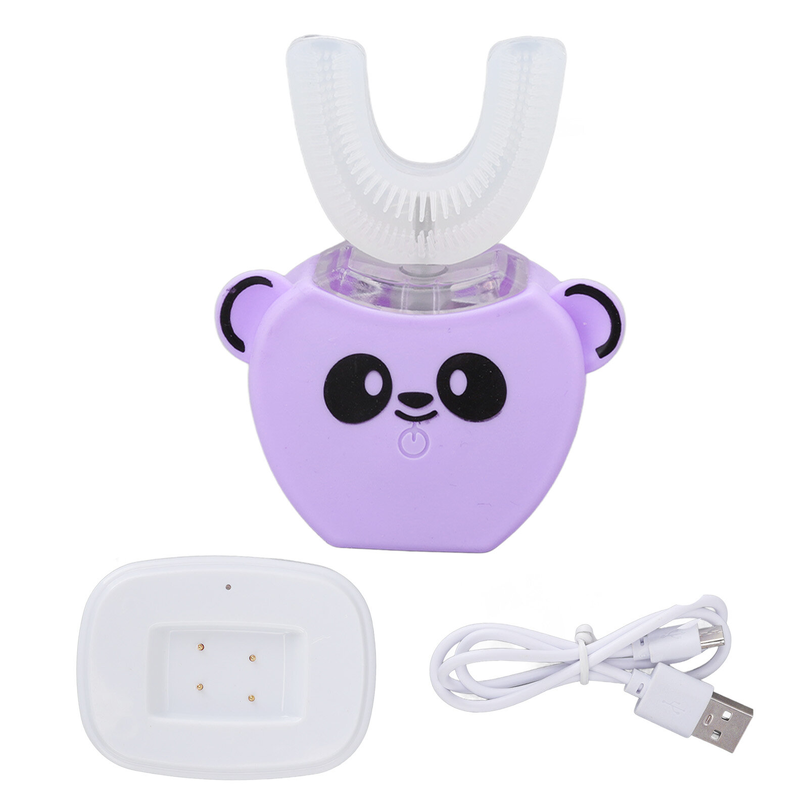 Детские автоматические электрическая зубная щетка Силиконовая смарт -заряжаемая чистка рта для рот для 360 градусов очищает фиолетовый цвет.