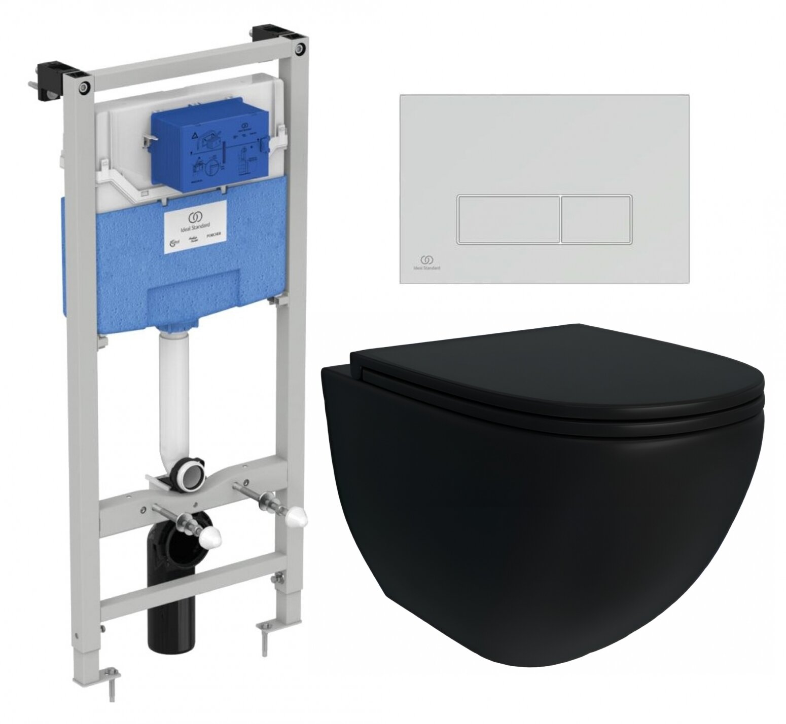 Комплект 3 в 1 инсталляция Ideal Standard + Унитаз подвесной Enio Unico BL EN4105055 + кнопка хром