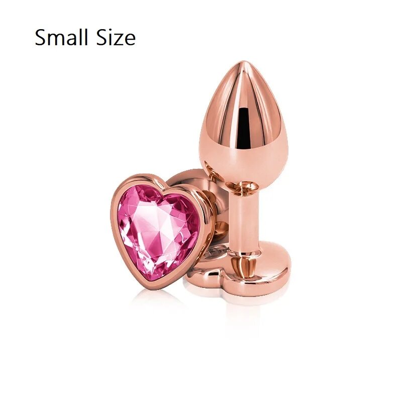 Розовые анальные бусины с сердцем и пробкой, Small size