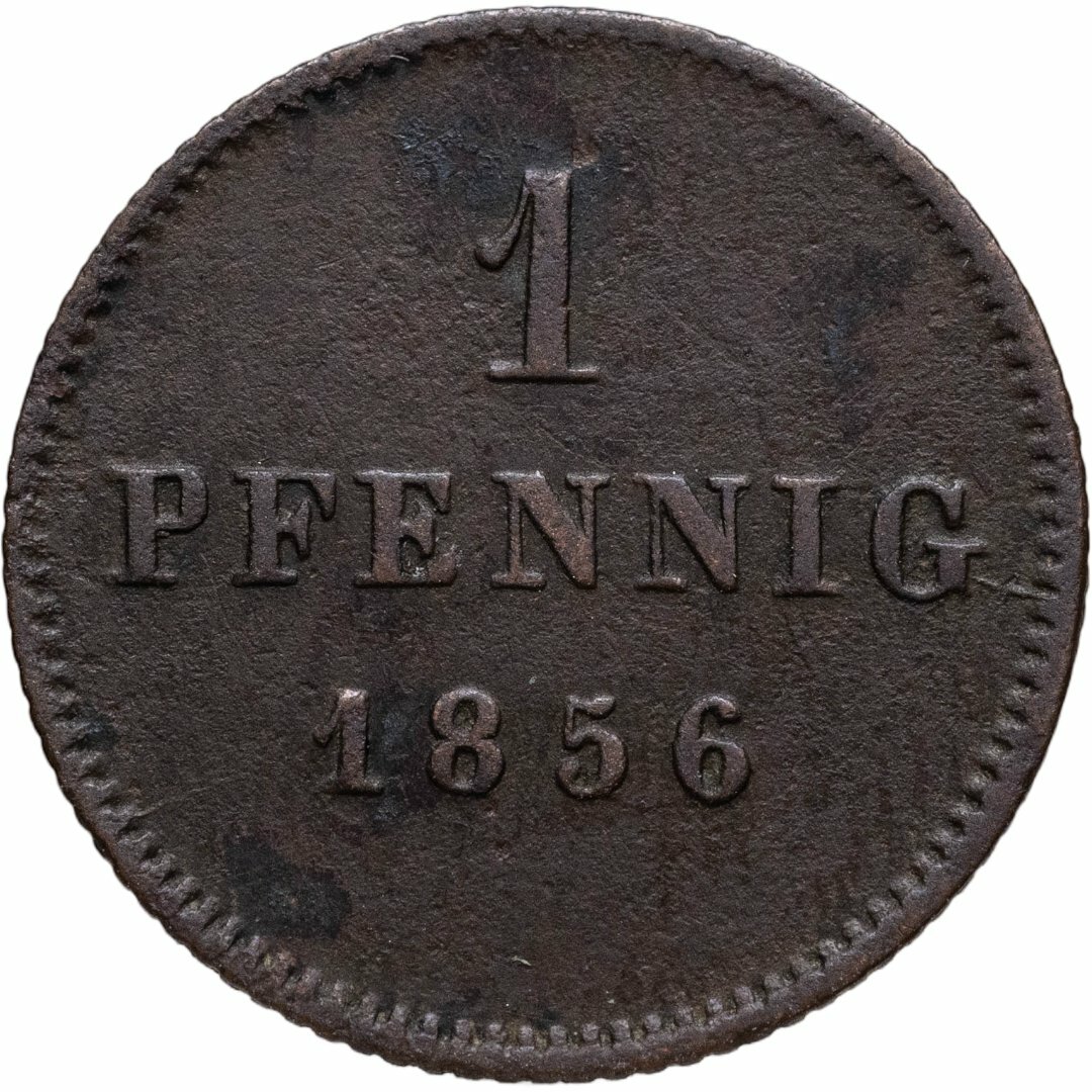 Германия, Бавария 1 пфенниг 1856, Медь, в сохранности VF-XF