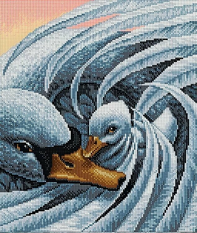 Набор для вышивания бисером Русская искусница, "Мамина нежность" 26,6х31,5 см, Лебеди, Мать и дитя, Птицы, Люди