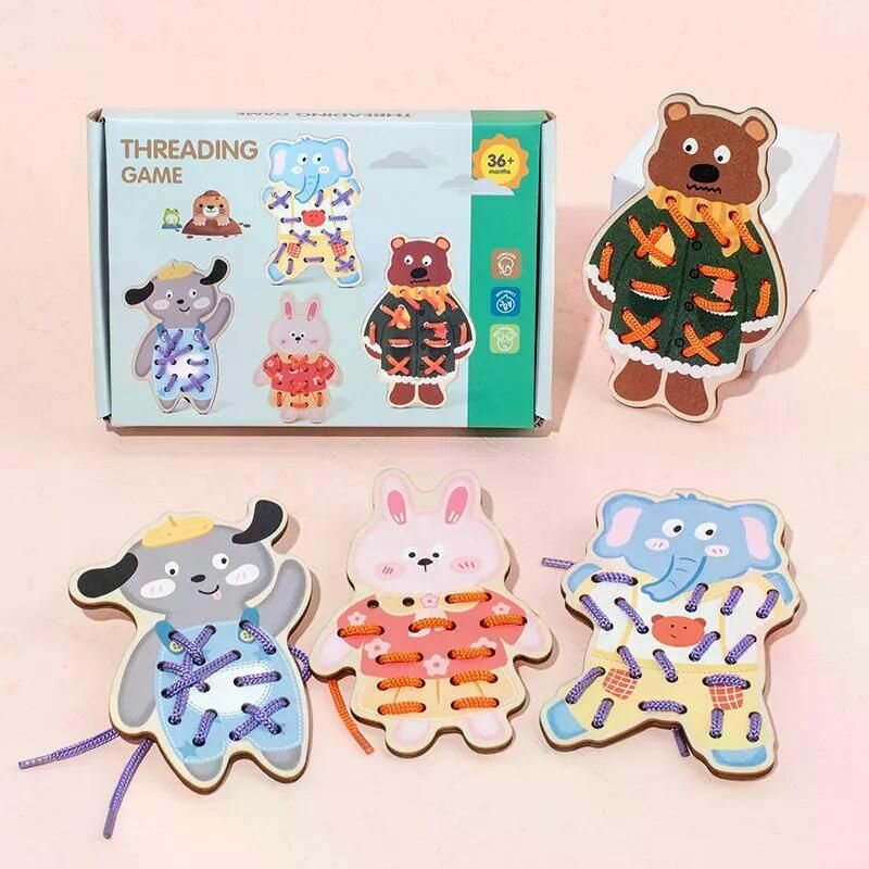 Деревянная игрушка для шнуровки