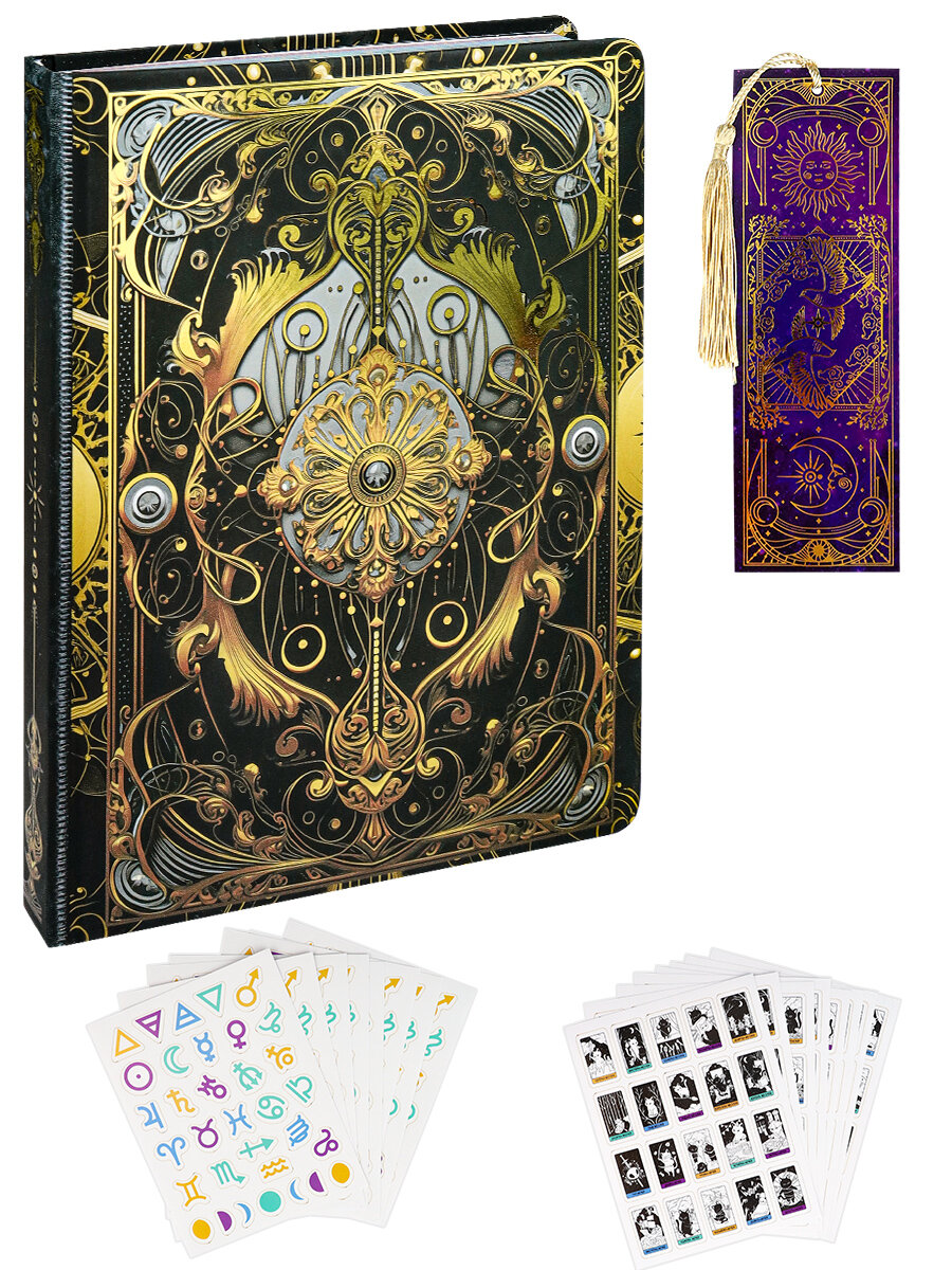 Записная книга ТарологаПремиум128л хол. фол, софт-тач, выб. УФ-лак(закл. с тисн, стик.16л) черн З128-2547