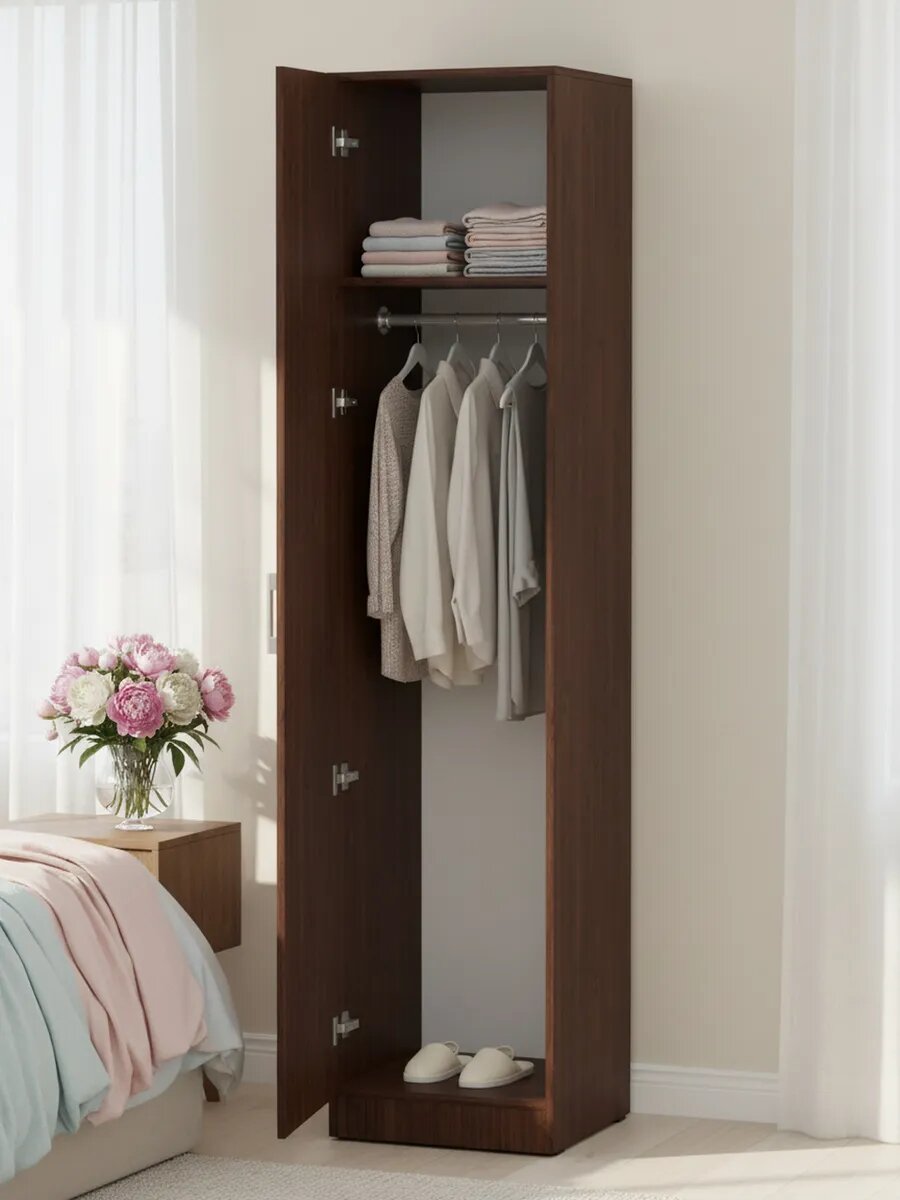 Шкаф-пенал на балкон для спальни с полками распашной, от производителя