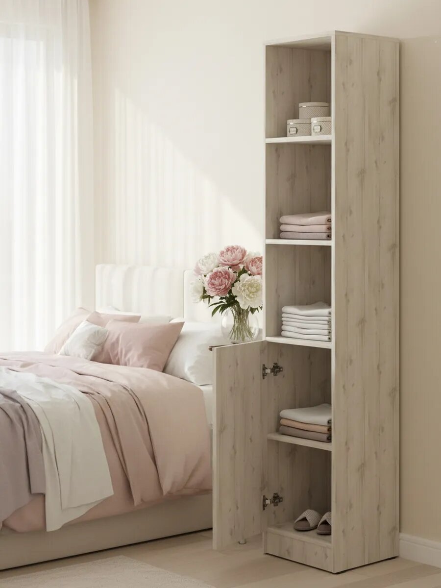 Прихожая спальня шкаф пенал FRESTER распашной для одежды с полками, от производителя