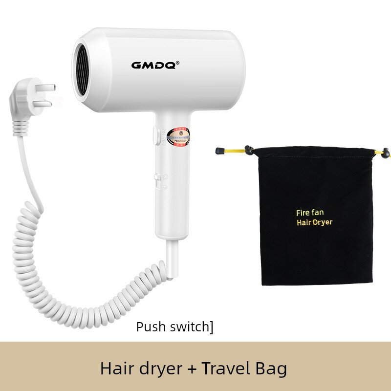 Фен для отелей, гостиниц и общежитий, с пружинным шнуром, настенный, нажимного типа, бытовой фен в сумке. G83 белая