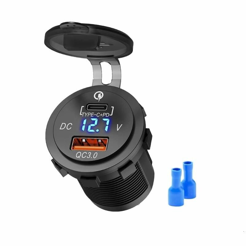 Умный монитор напряжения для автомобильного зарядного устройства, Синий экран с двумя