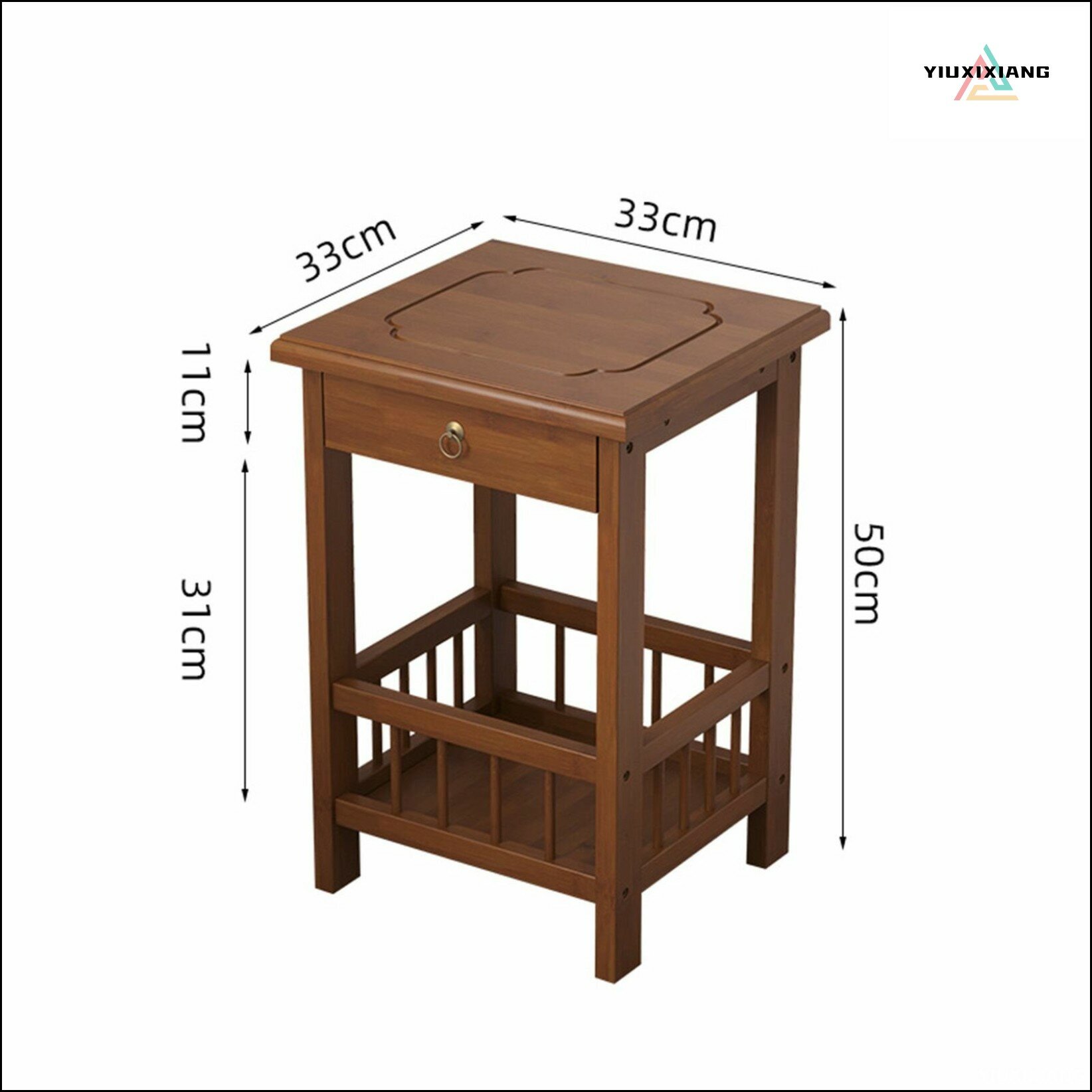 Журнальный столик в стиле китайской традиции из МДФ с выдвижными ящиками, эксклюзивный коричневый цвет 33 на 50 см