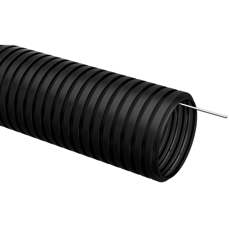 Труба гофрированная ПНД Электропласт 25мм с зондом черная (RAl:9005) 50м, м 25BLHDPE50
