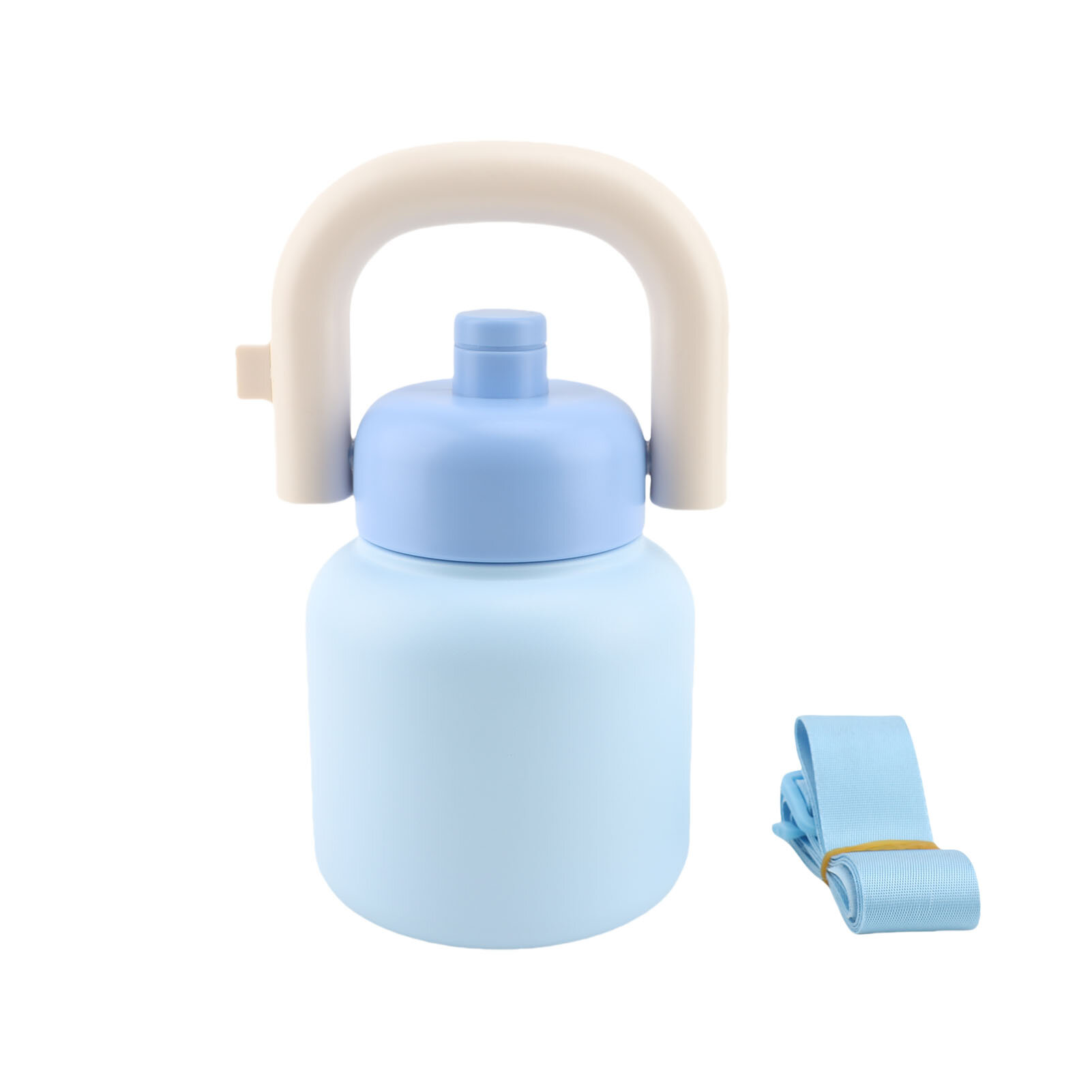 Изолированная бутылка для воды с соломинкой и крышкой. Нержавеющая сталь 316, 1000 мл. Изолированная чашка для воды с ручкой и ремешком для горячих и холодных напитков, синяя.