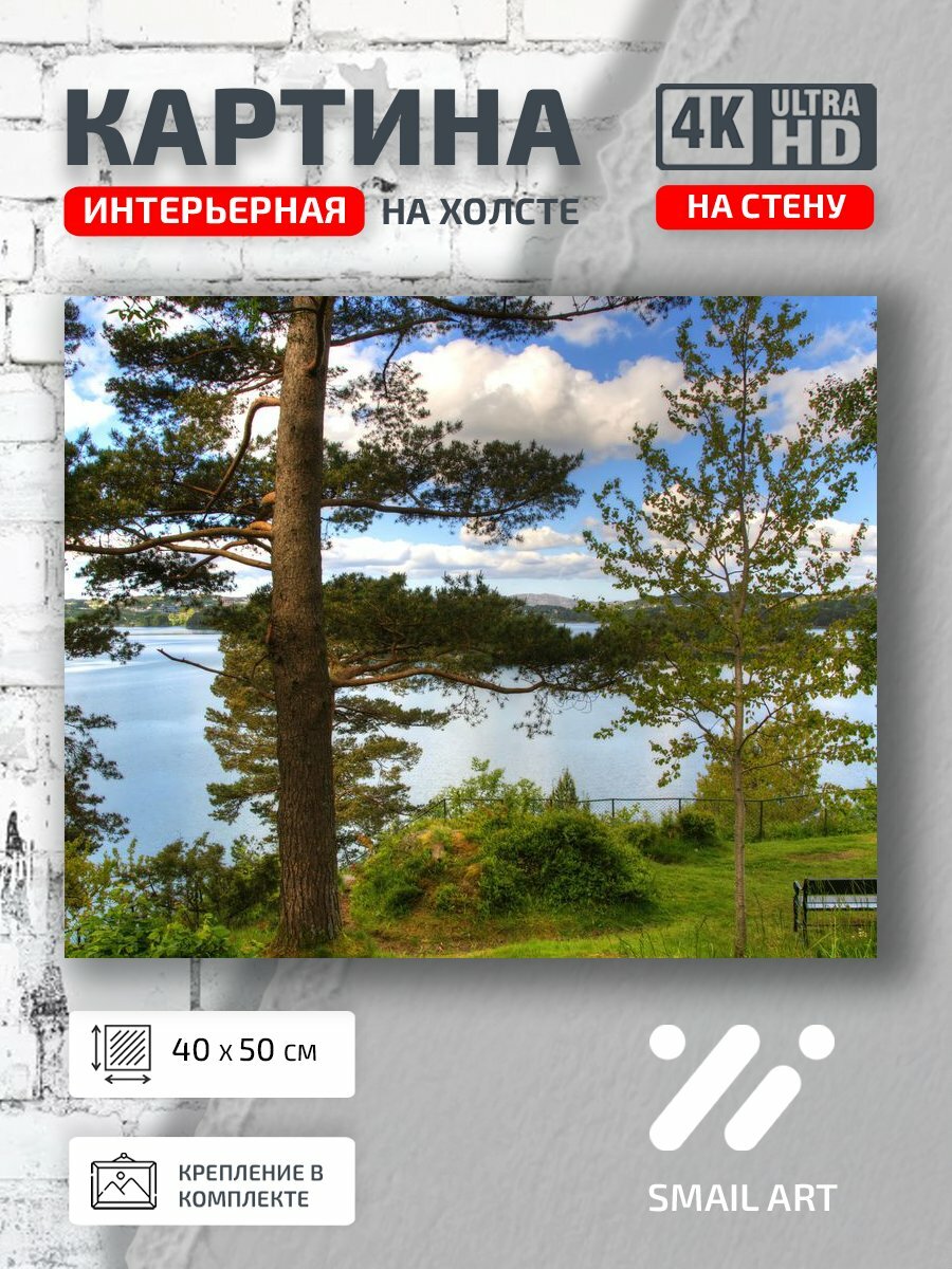 Картина на холсте интерьерная 40 на 50 на стену Озера Landscape для кабинета пейзаж декор