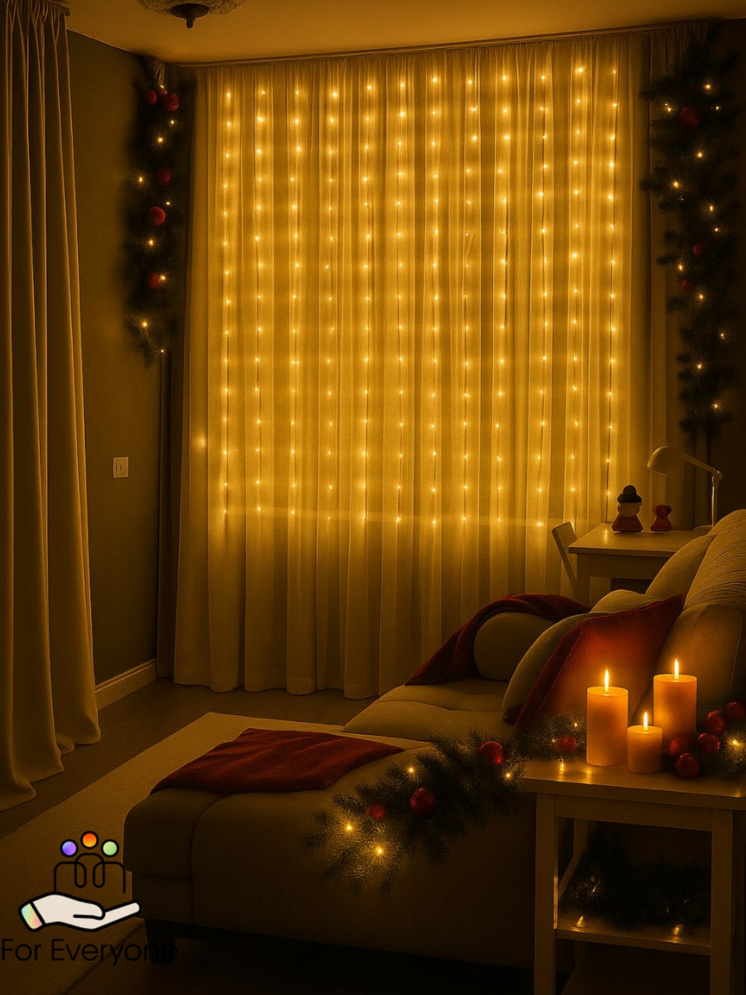 Светодиодная гирлянда занавес, 1,5х1,5 метра, 160 LED, 8 режимов, тёплый белый