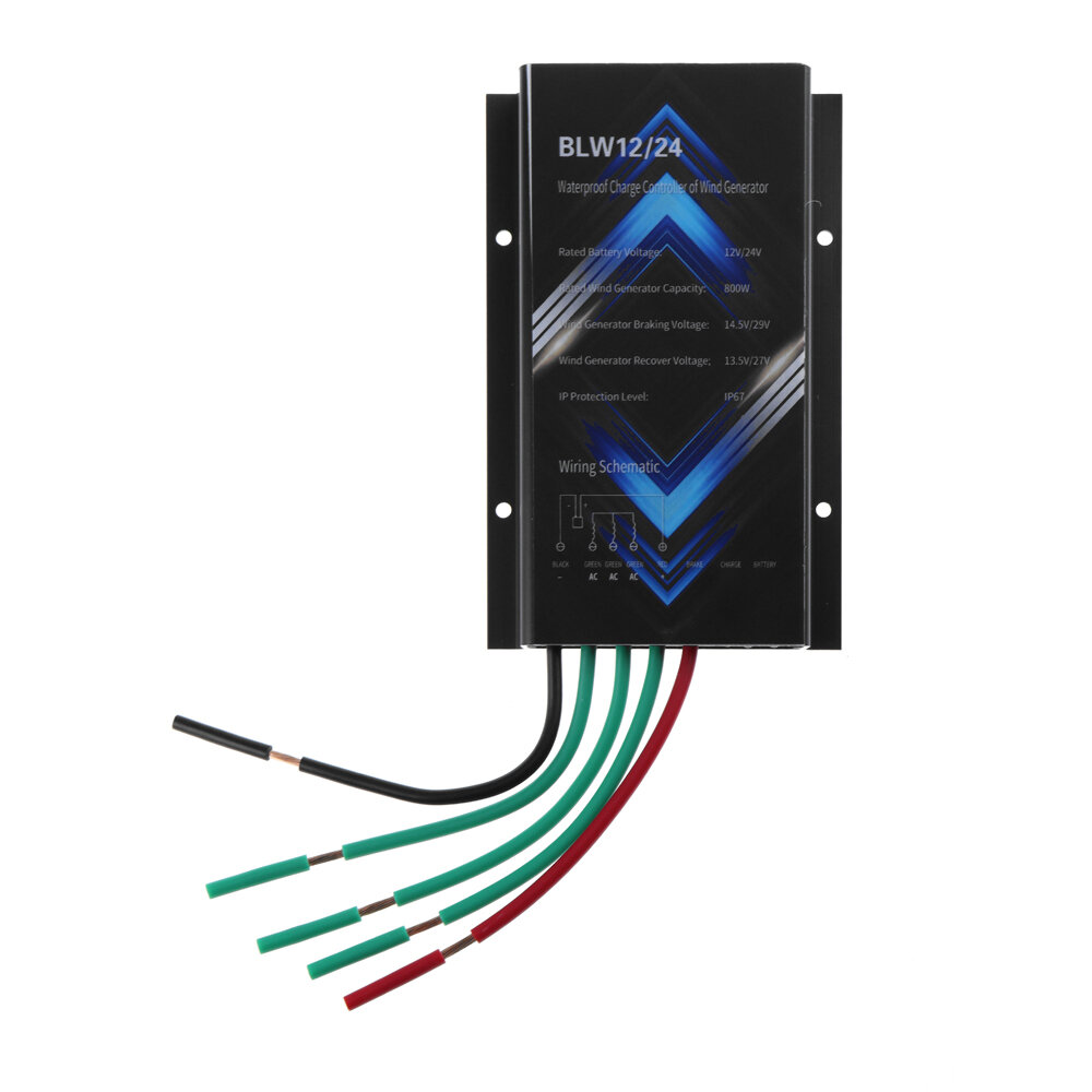 Контроллер ветрогенератора из алюминиевого сплава модульного дизайна IP67 водонепроницаемый 6 вариантов: BLW12/24-500 (12 или 24V, ≤500W), BLW12/24-800 (12 или 24V, ≤800W), BLW24-10 (24V, ≤1000W), BLW48-10 (48V, ≤1000W), BLW48-400 (48V, ≤400W)