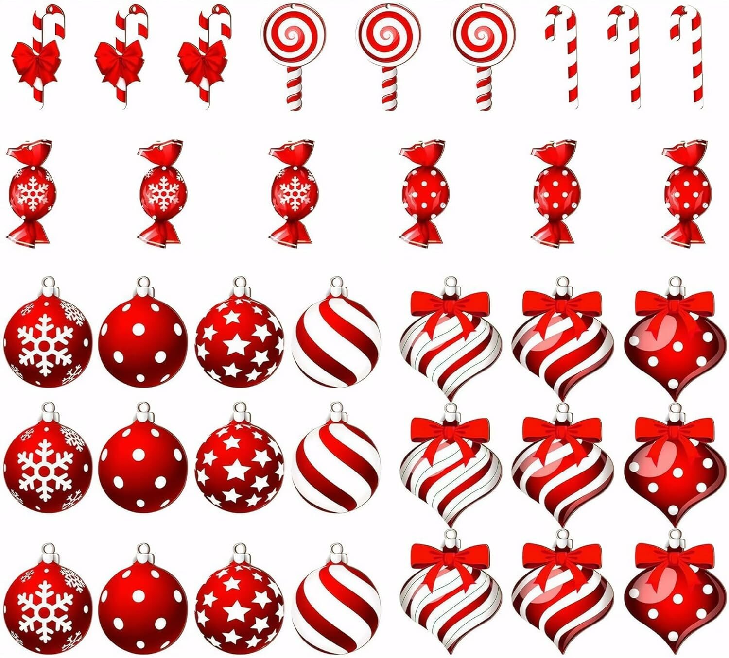 Meyrwoy Рождественские украшения в виде конфеток Candy , 36 штук Деревянные украшения в виде конфеток, Красно-белые полосатые украшения Candy , Рождественские подвесные мятные украшения