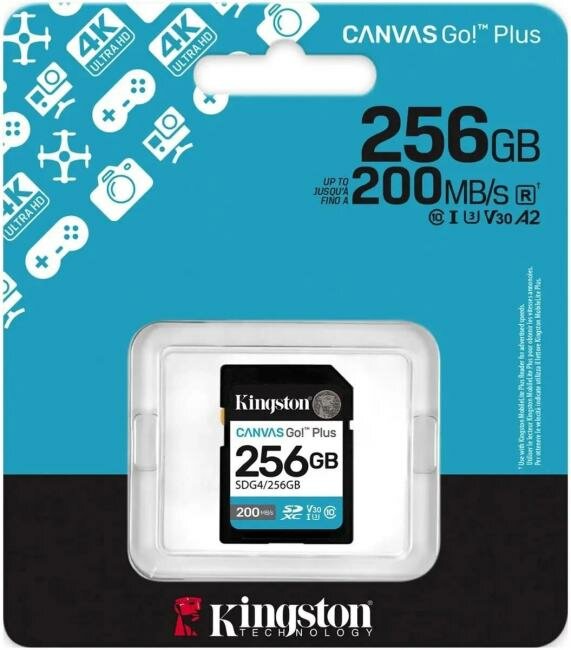 Kingston SDG4/256GB Карта памяти 256G SDXC Go Plus G4 200R V30