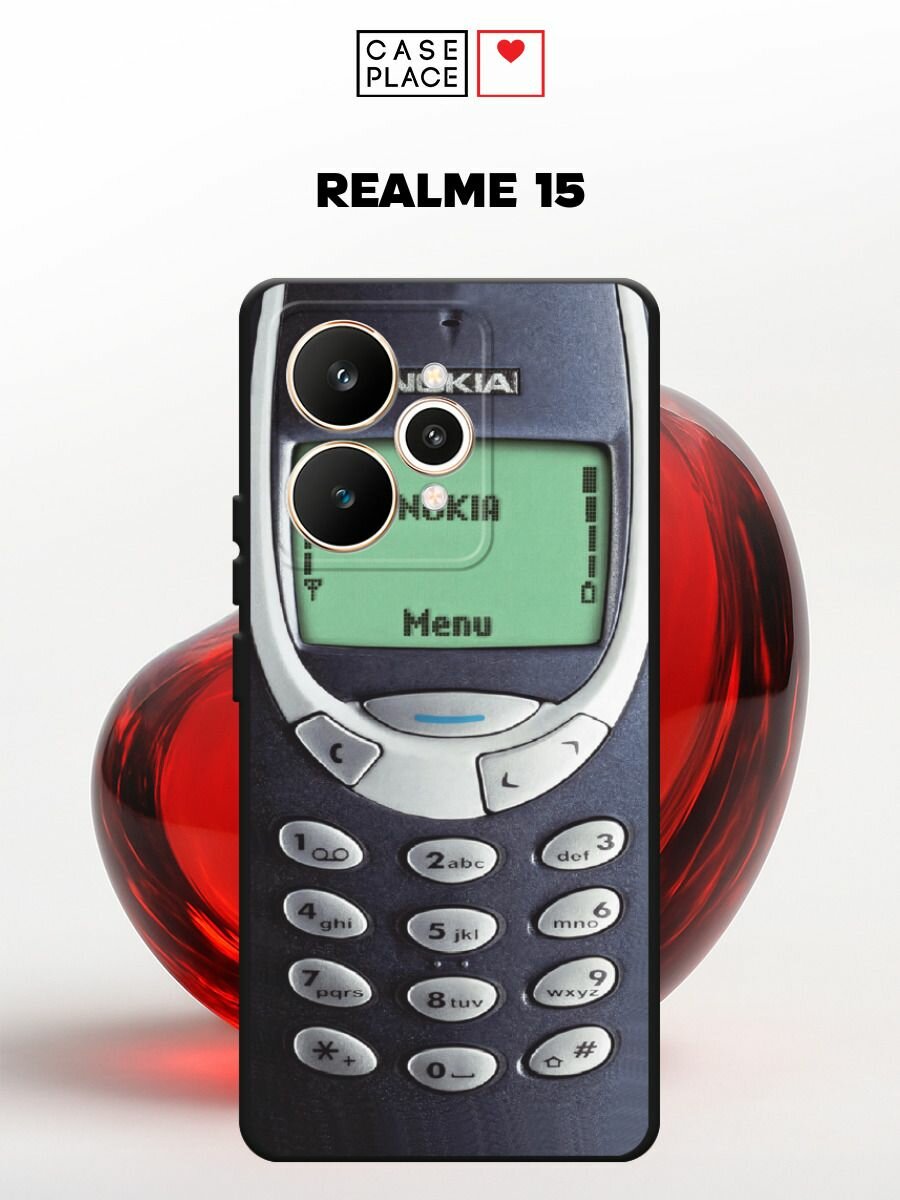 Черный матовый чехол на Realme 15 / Реалми 15 с принтом В виде Нокиа