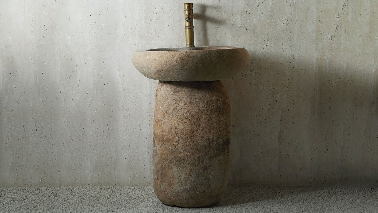 Природная раковина с пьедесталом из бежевого камня гранита Piedra M554 00501117554